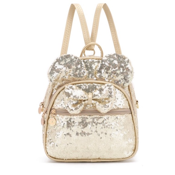 Disney | Accessories | Nwt Minnie Mouse Sequin Gold Backpack Purse ...